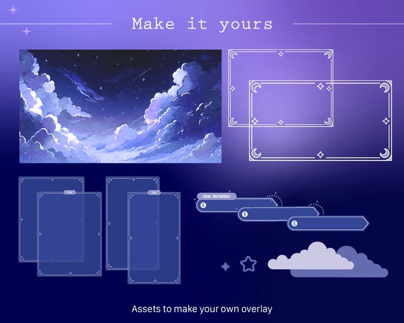 Animated Twitch Overlay Starry Night Dark Blue Cosmic Stars - Etsy UK