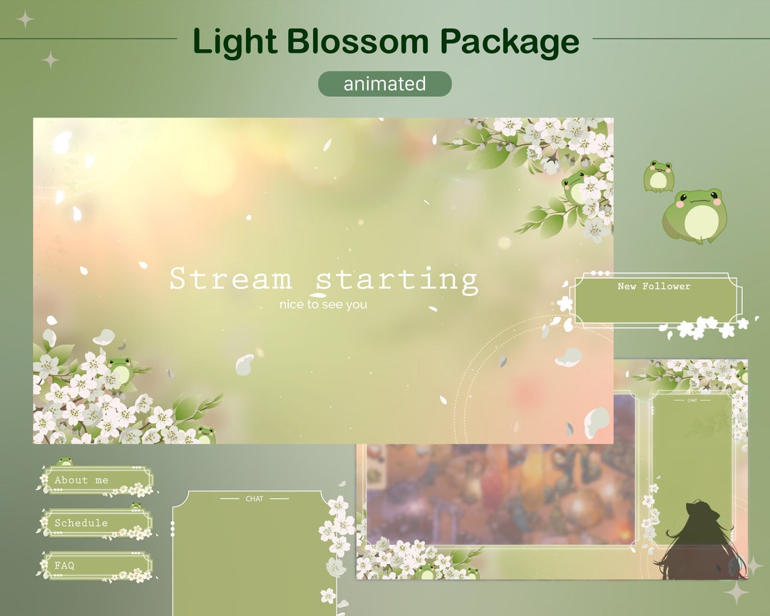Cute Flower Frog Overlay | Animated Stream Overlay | Vtuber Twitch ...