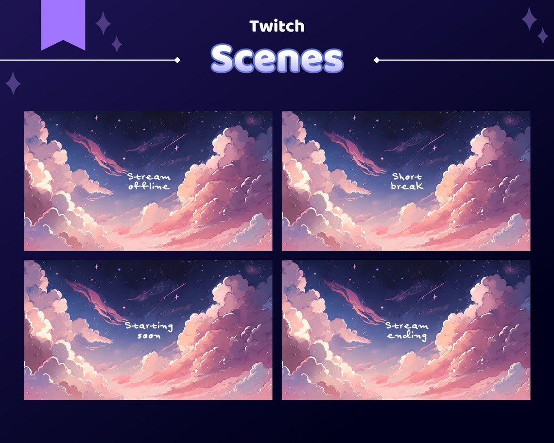 Animated Twitch Scene Starry Night Cozy Star Intermission Screen Stream ...