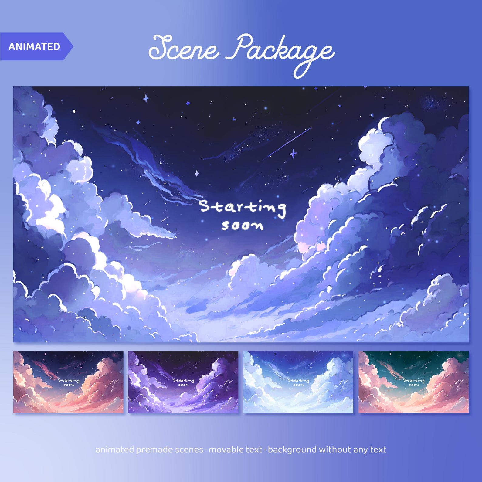 Twitch Animated Scenes Starry Night | Cosmic Stars Intermission Screens ...