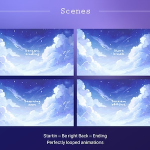Animated Twitch Overlay Starry Night Light Blue Cosmic Stars Stream ...