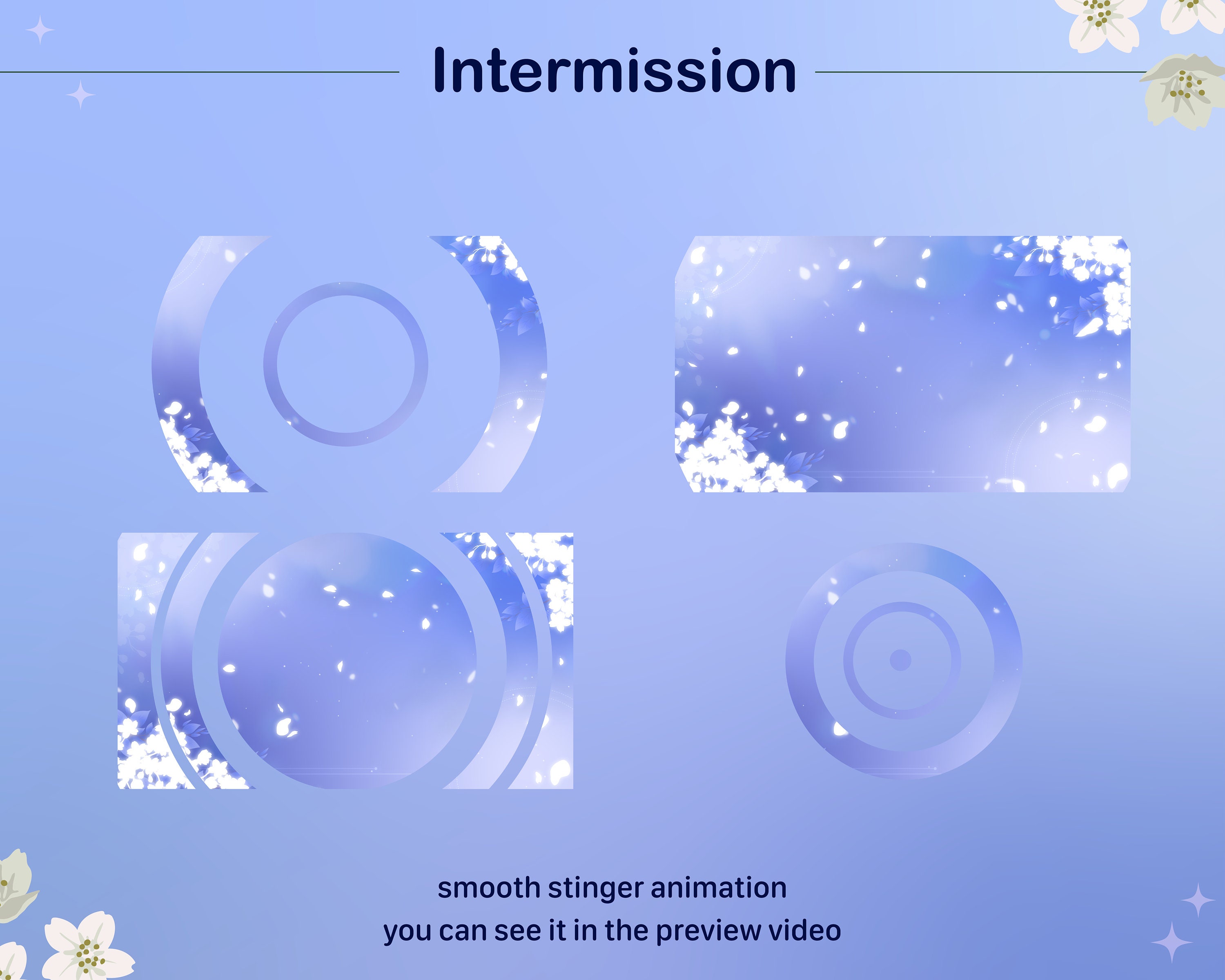 Twitch Overlay Soft Blue | Stream Package Snow Flower | Vtuber ...