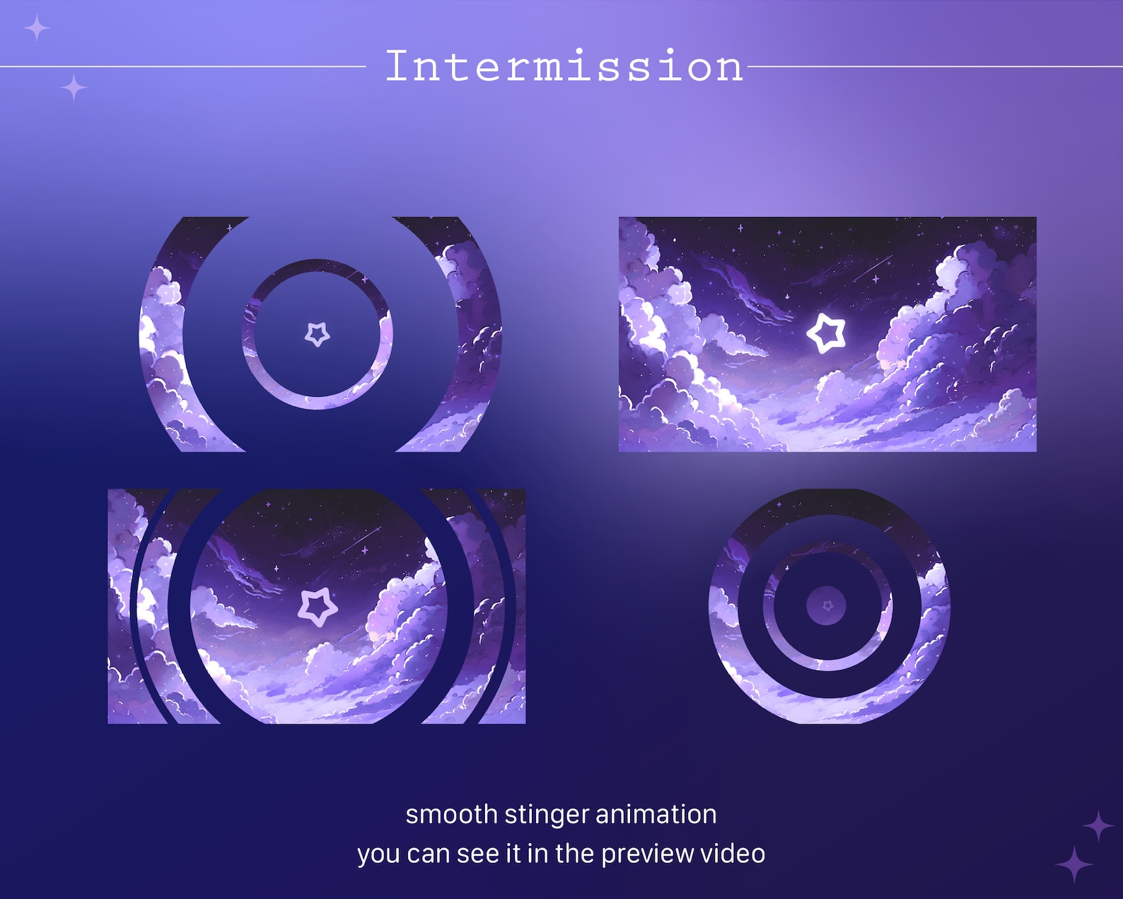 Animated Twitch Overlay Starry Night Purple | Cosmic Stars Stream ...