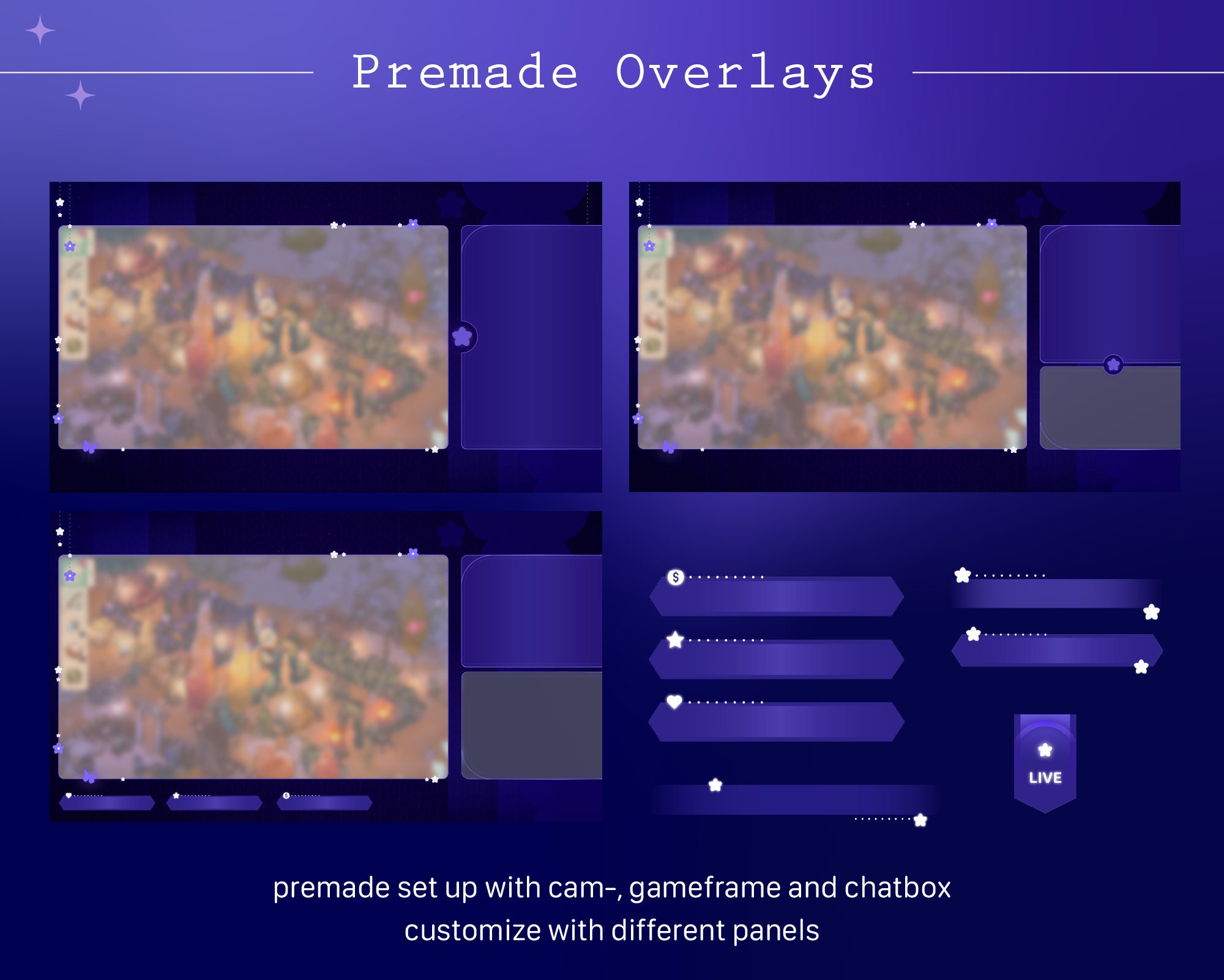 Animated Twitch Overlay Butterfly Dream Cute Flower Stream Package Dark ...