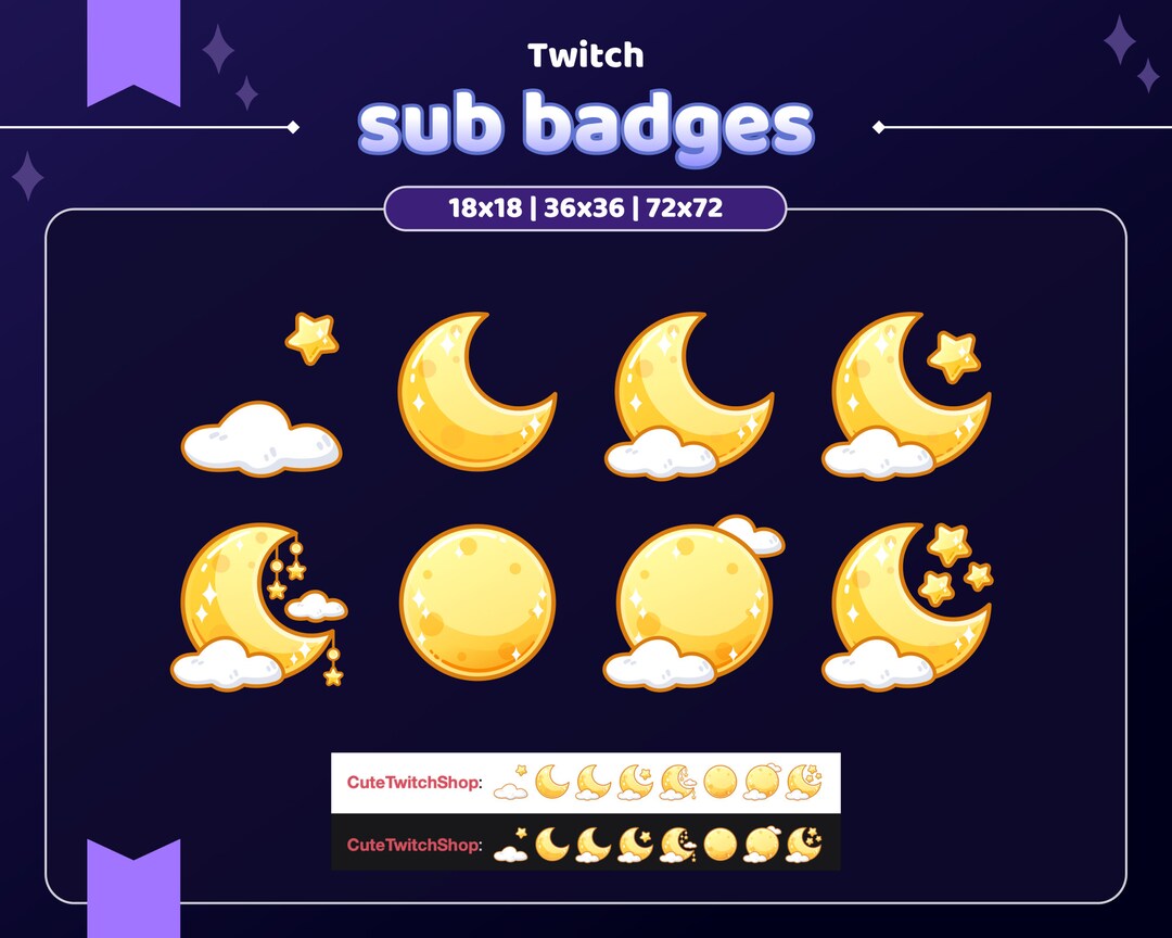 8 Cute Mystic Moon Sub Badges | Twitch Pastel Night Space Sub Badge ...