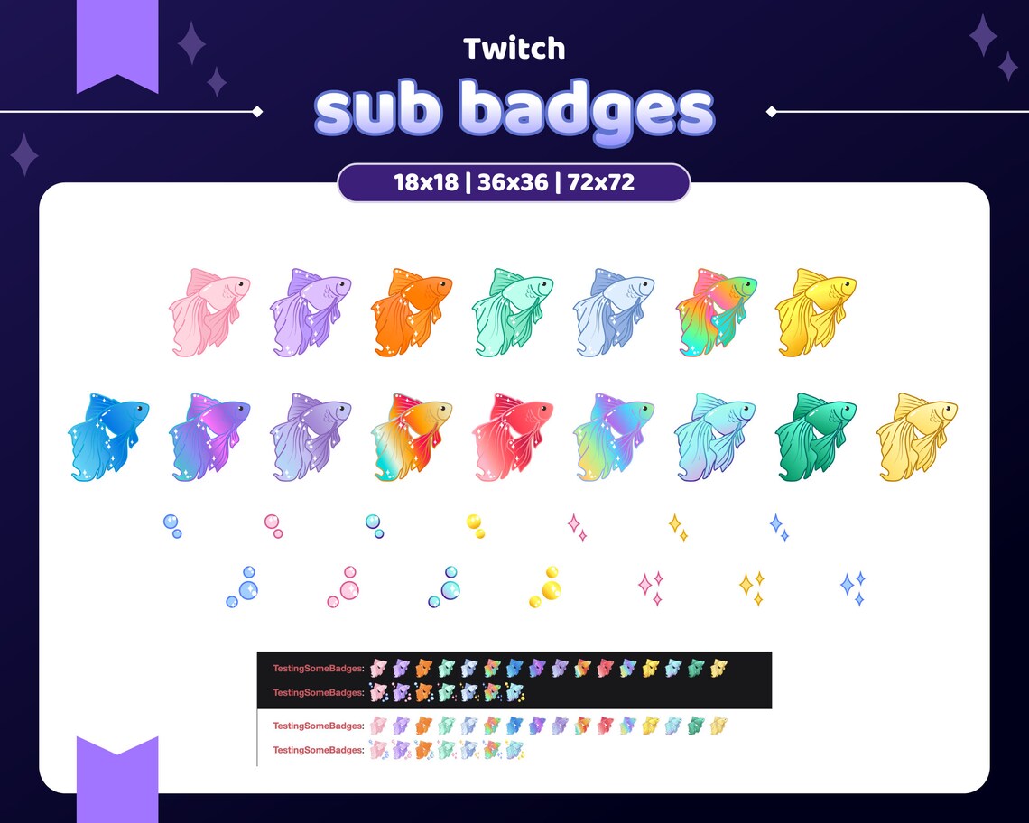 Cute Fish Stream Sub Badges Twitch Pastel Sub Badge Gradient Goldfish ...
