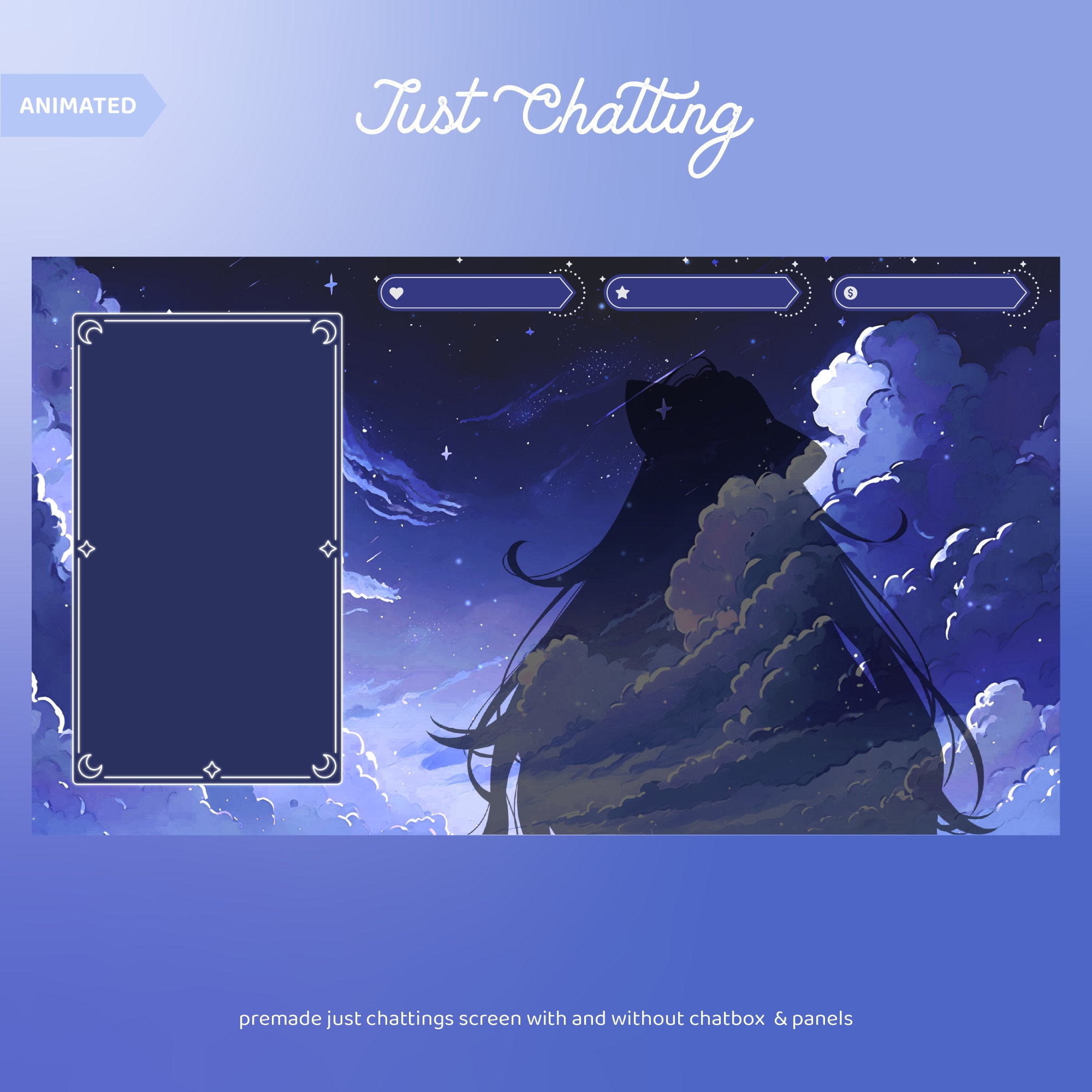 Animated Twitch Overlay Starry Night Dark Blue | Cosmic Stars Stream ...