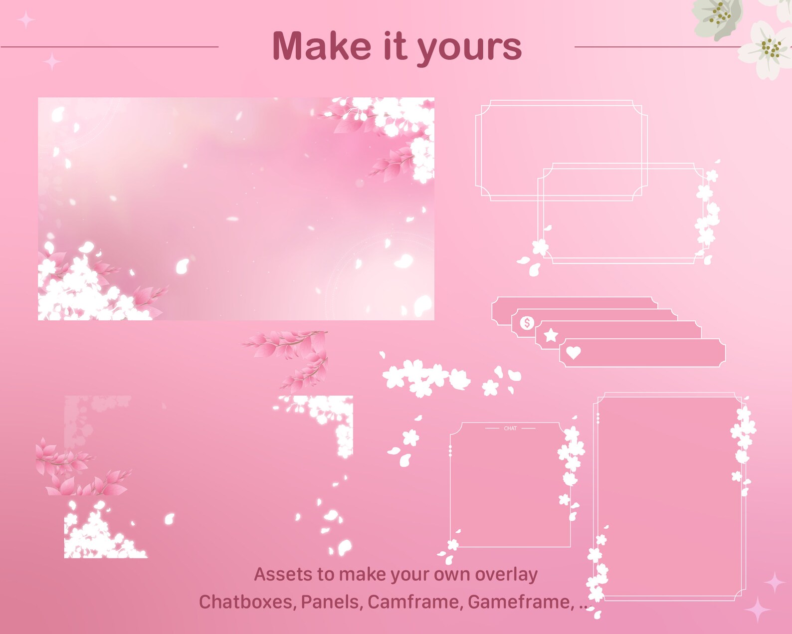 Pink Twitch Overlay Nature | Cozy Garden Vtuber Overlay | Forest Stream ...