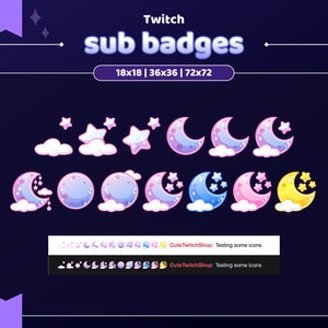 13 X Sub Badges Half Moon | Pastel Space Sub Badge | Magic Night ...