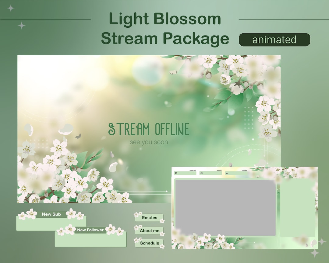 Animated Twitch Overlay Green Nature | Cozy Vtuber Overlay Garden ...