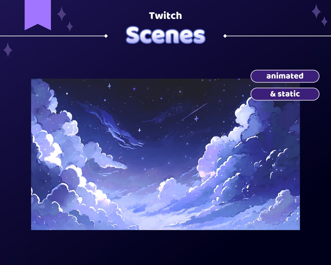 Twitch Animated Scenes Starry Night Dark Blue Cosmic Stars Intermission ...