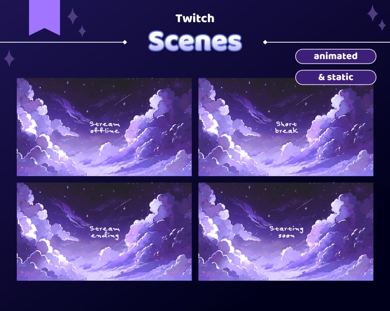 Twitch Animated Scenes Starry Night Cosmic Stars Intermission Screens ...