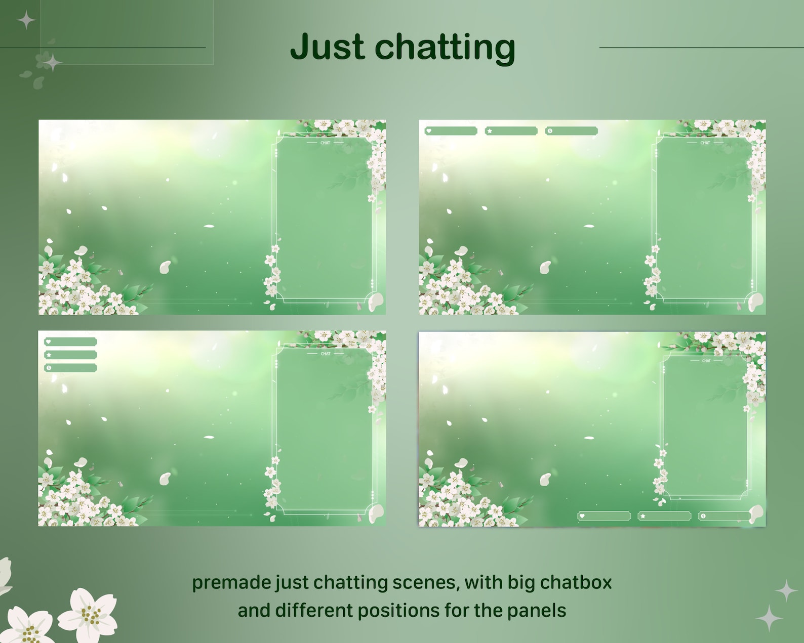 Twitch Overlay Nature Stream Package Green Vtuber Background Cozy ...