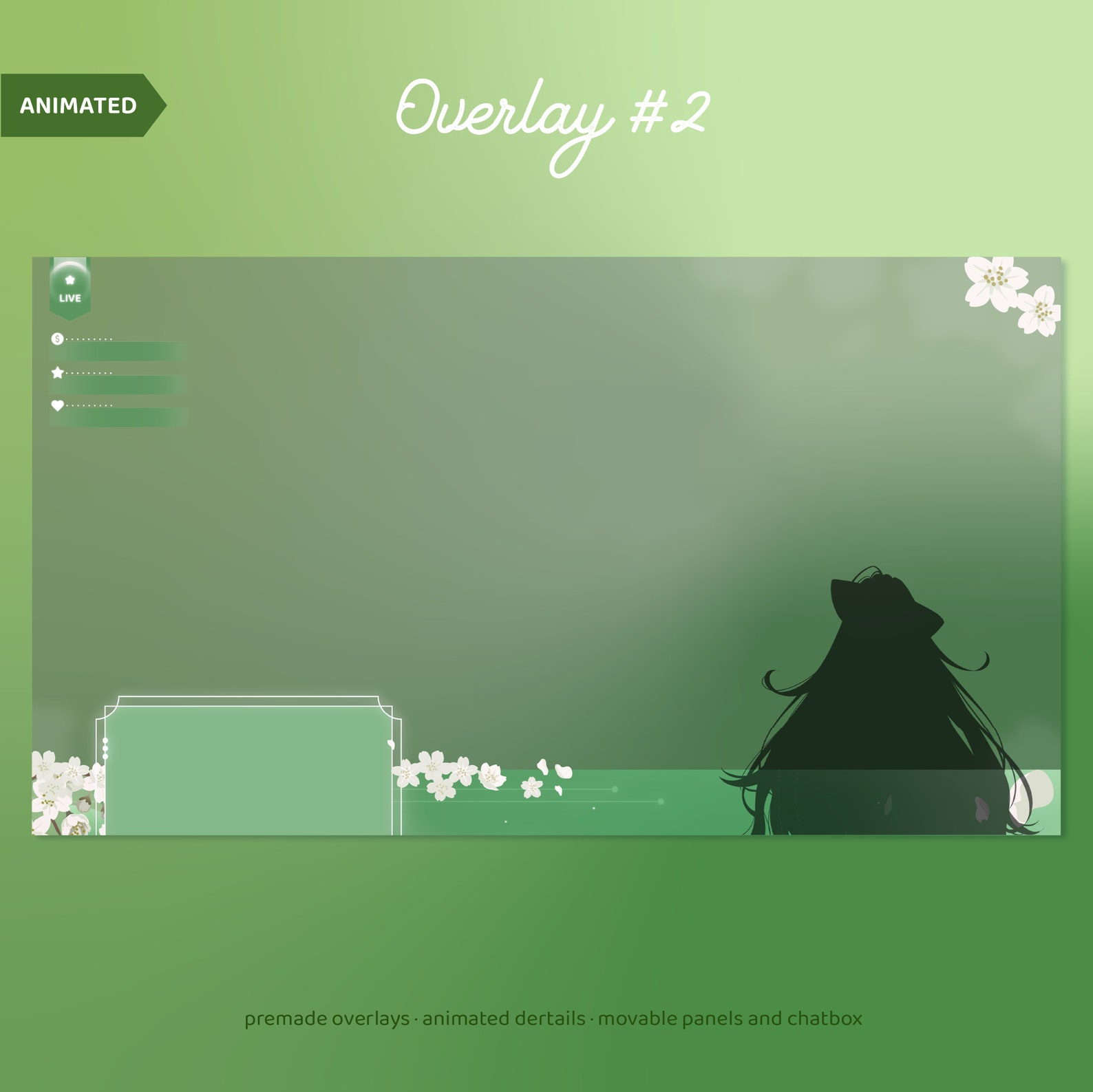 Twitch Overlay Nature | Stream Package Green | Vtuber Background Cozy ...