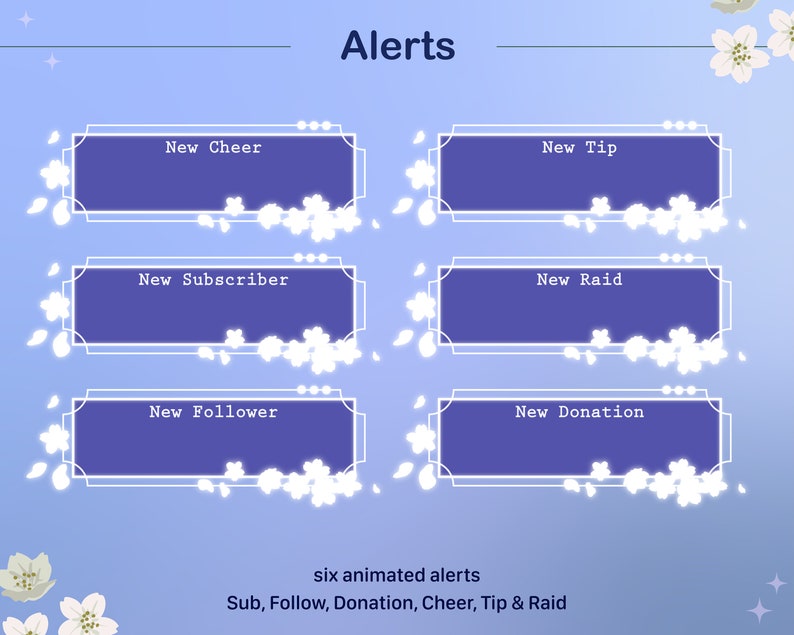 Twitch Overlay Soft Blue | Stream Package Snow Flower | Vtuber ...
