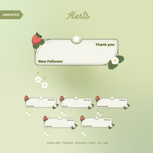 Animated Vtuber Overlay Strawberry Flower Green | Nature Blossom Stream ...