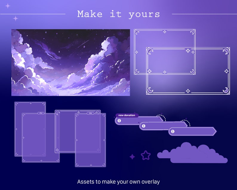 Animated Twitch Overlay Starry Night Purple | Cosmic Stars Stream ...