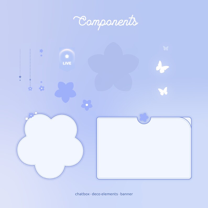 Animated Vtuber Overlay Butterfly Flower Light Blue Sakura Blossom ...