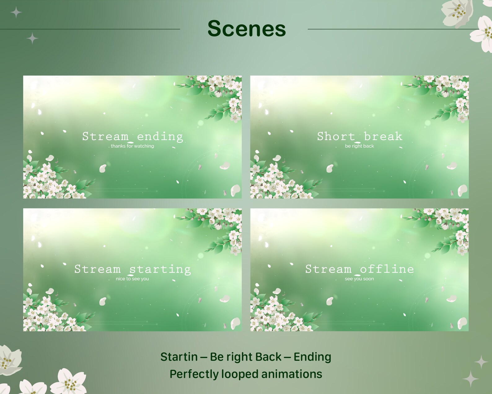 Twitch Overlay Nature Stream Package Green Vtuber Background Cozy ...