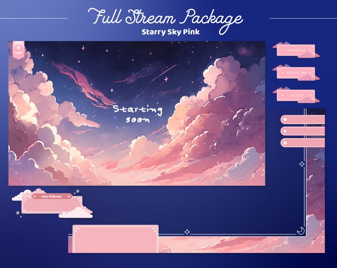 PINK LOTUS Vtuber Overlay Pack Sakura Minimal Dark Theme Twitch Youtube ...