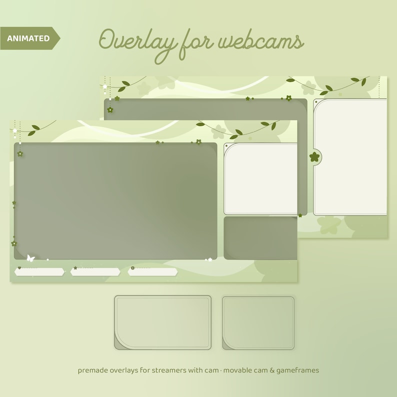 Animated Vtuber Overlay Butterfly Flower Light Green Nature Blossom ...