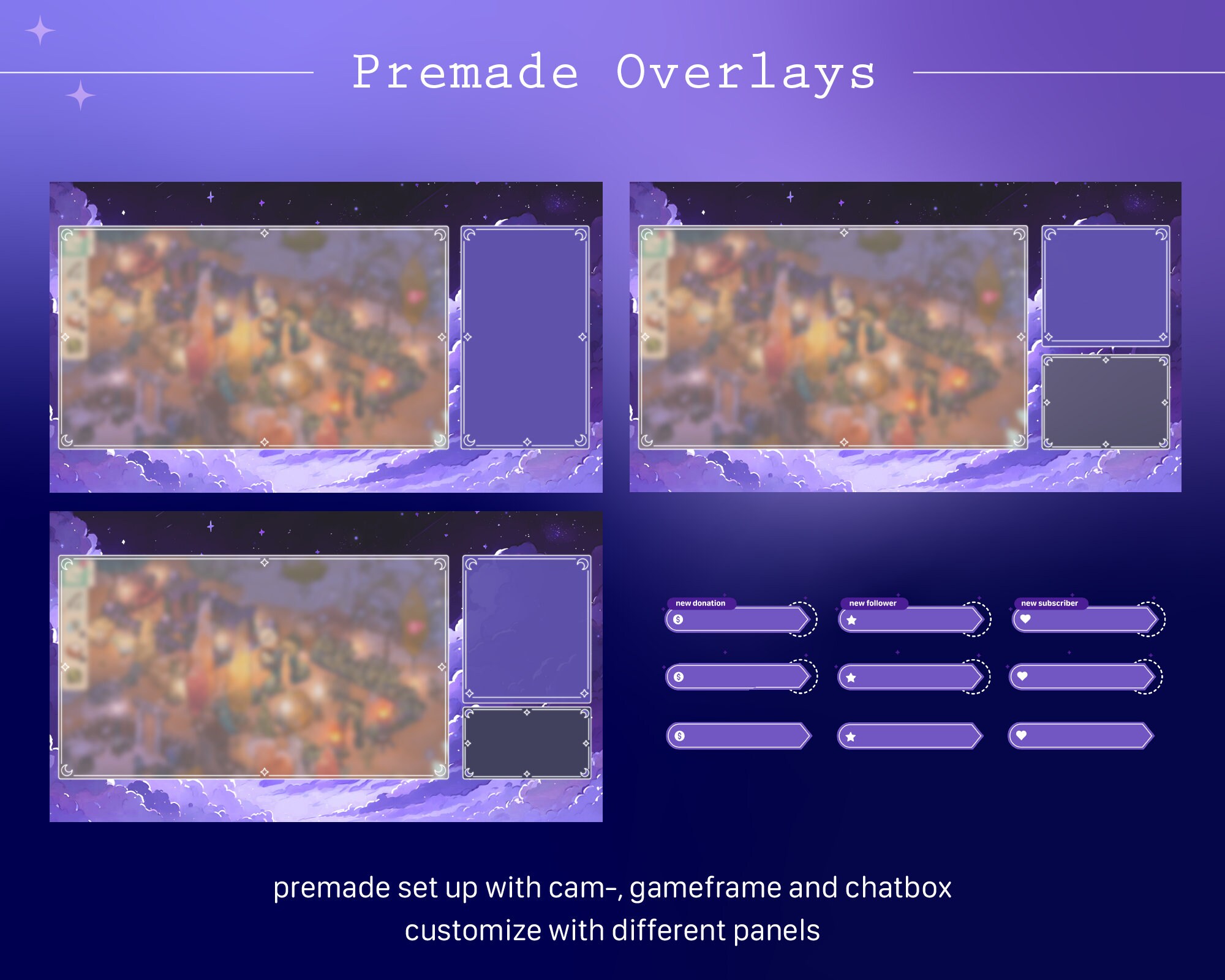 Animated Twitch Overlay Starry Night Purple | Cosmic Stars Stream ...