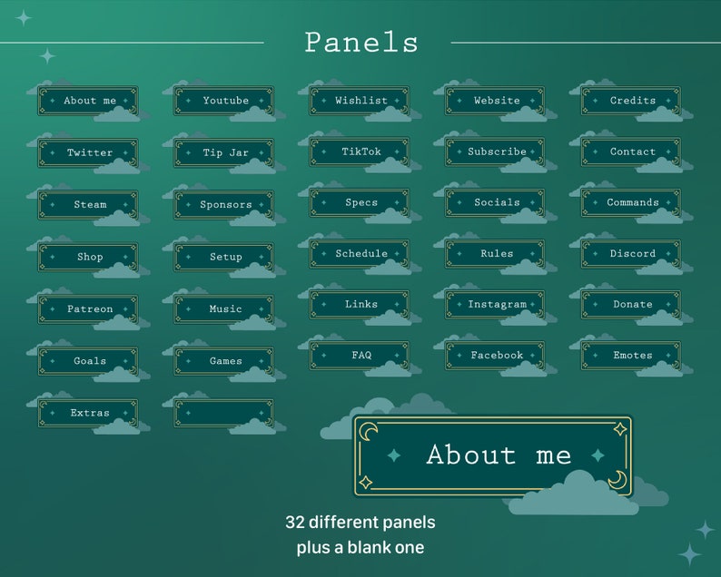Animated Twitch Overlay Teal Clouds | Stream Package Night Sky | Dark Vtuber Background Galaxy ...