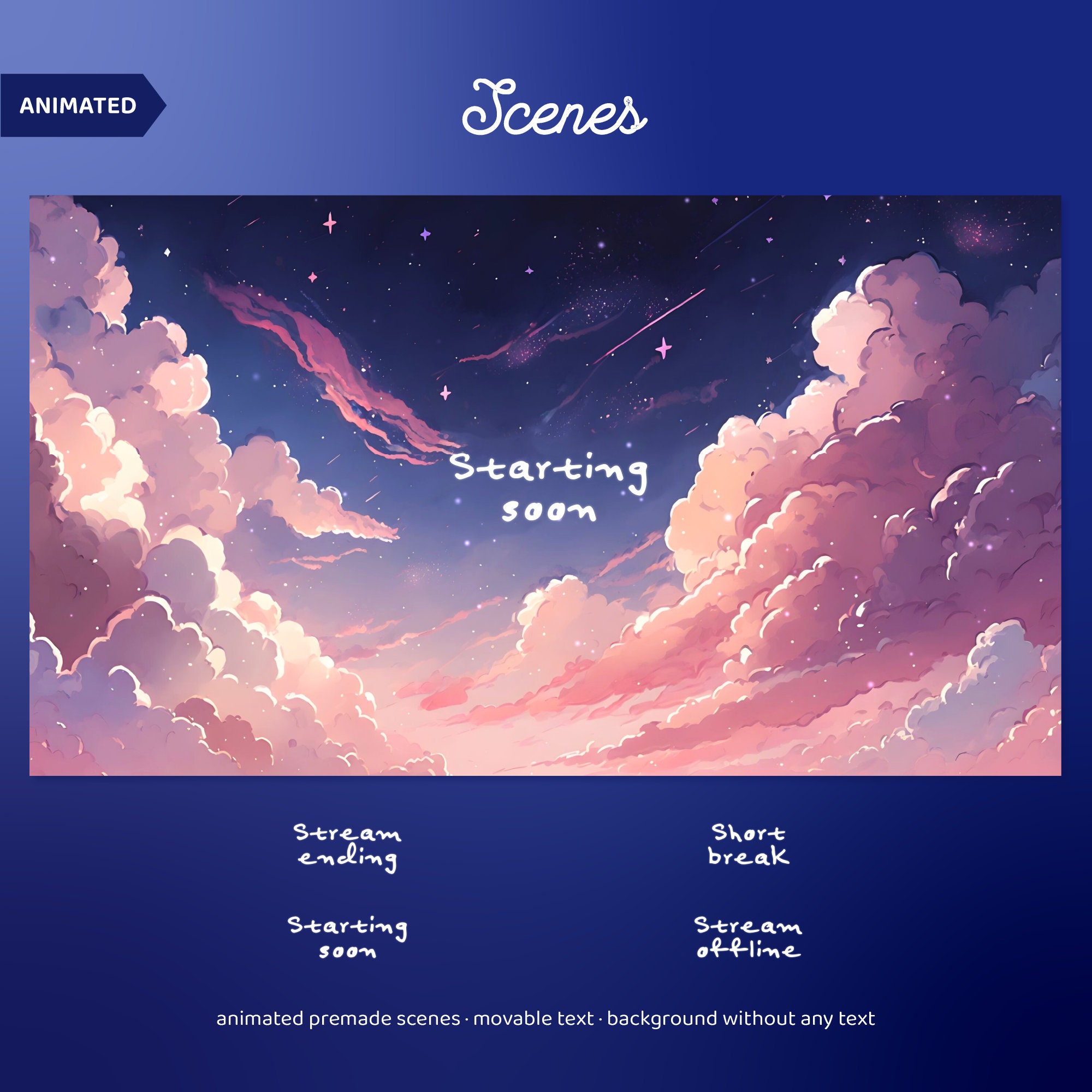 Animated Twitch Overlay Starry Night | Cosmic Stars Stream Package ...