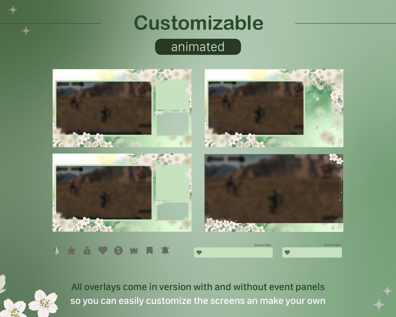Animated Twitch Overlay Green Nature | Cozy Vtuber Overlay Garden ...