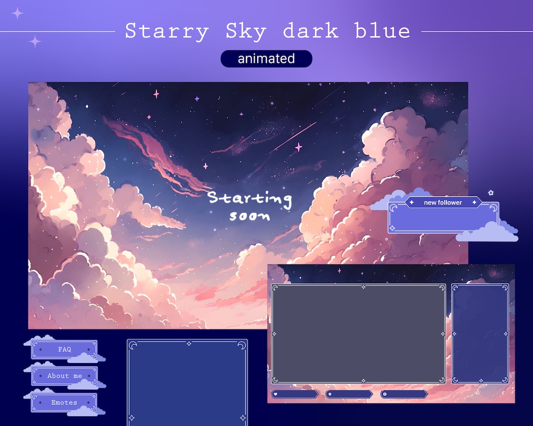 Animated Twitch Overlay Starry Night | Cosmic Stars Stream Package ...