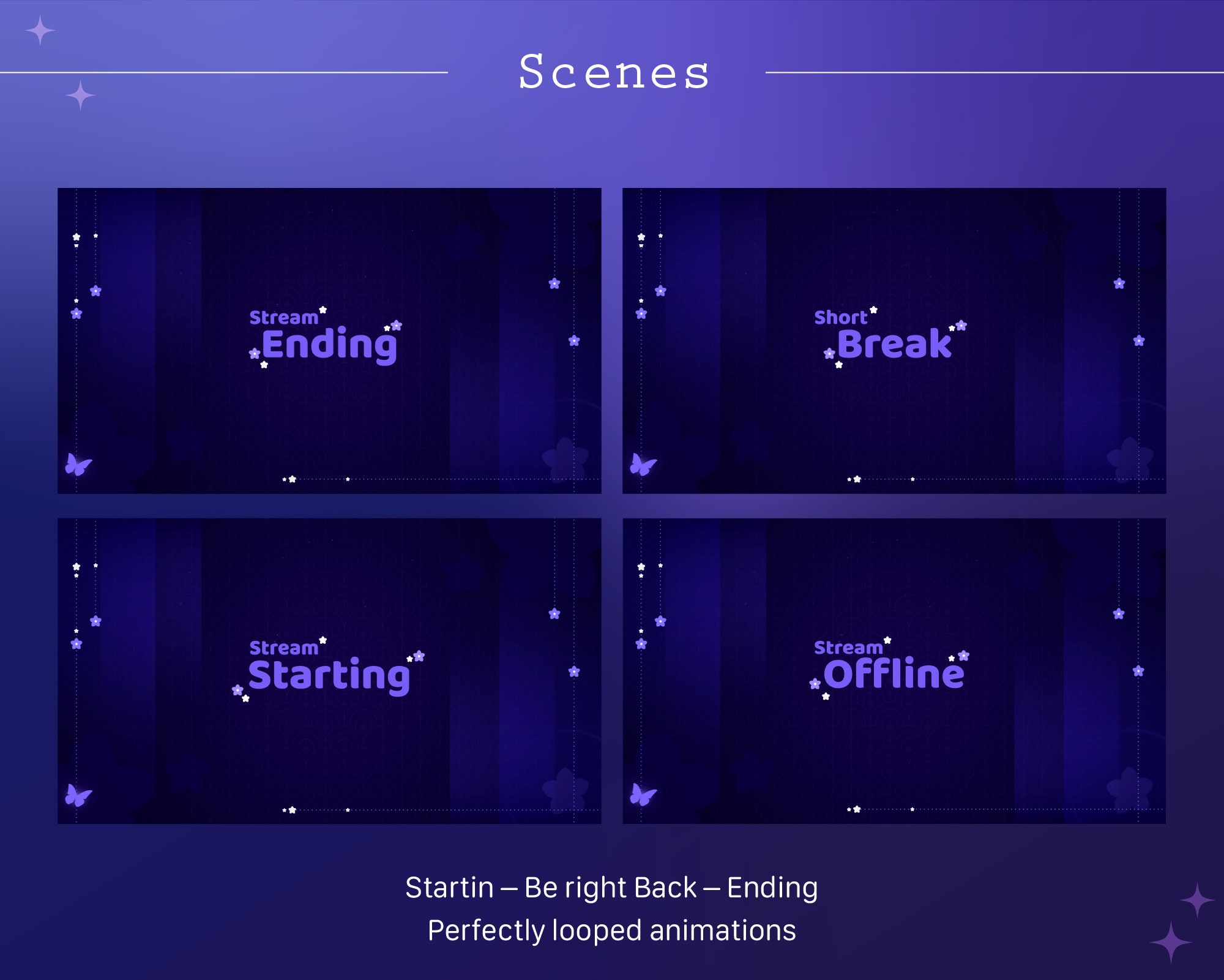 Animated Twitch Overlay Butterfly Dream | Cute Flower Stream Package ...