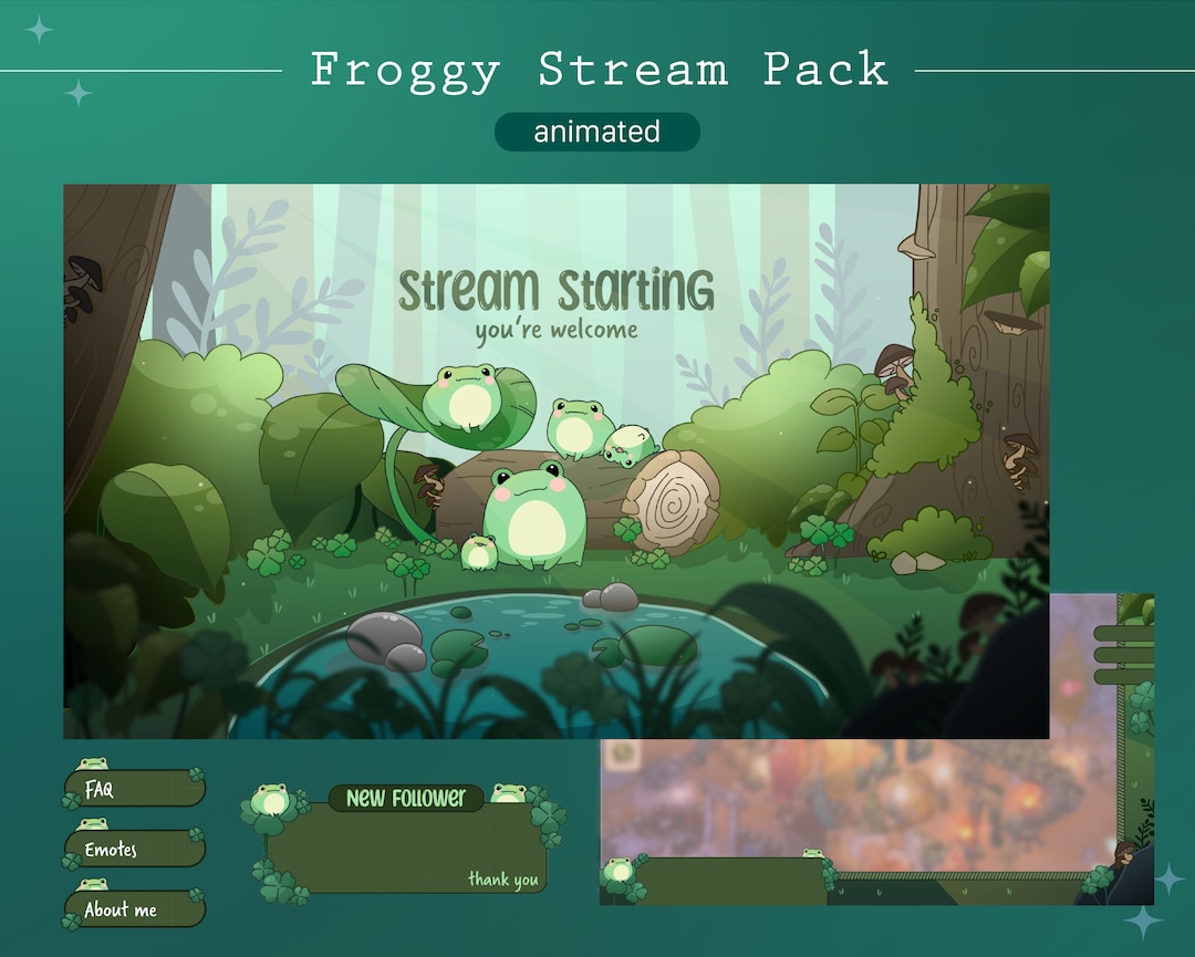 Cute Frog Overlay | Animated Stream Overlay | Vtuber Twitch Package ...