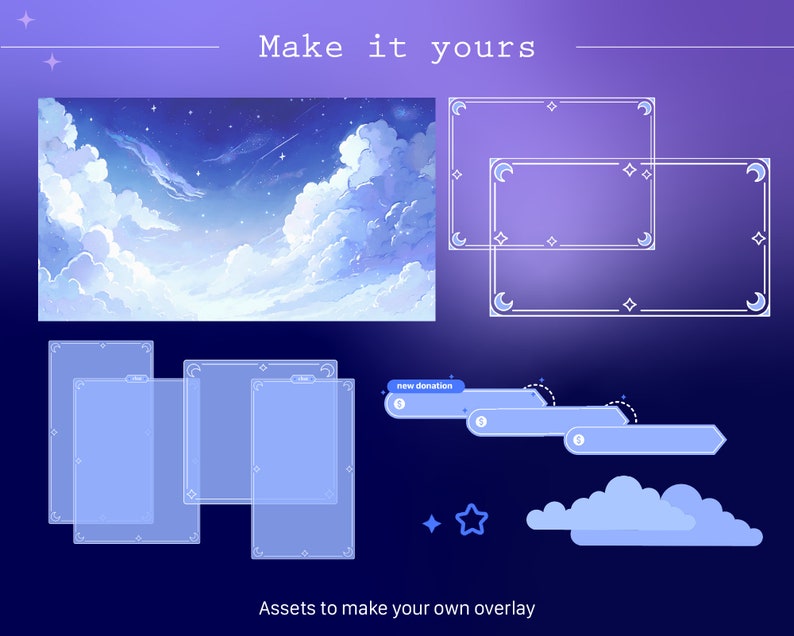 Animated Twitch Overlay Starry Night Light Blue (Download Now) - Etsy