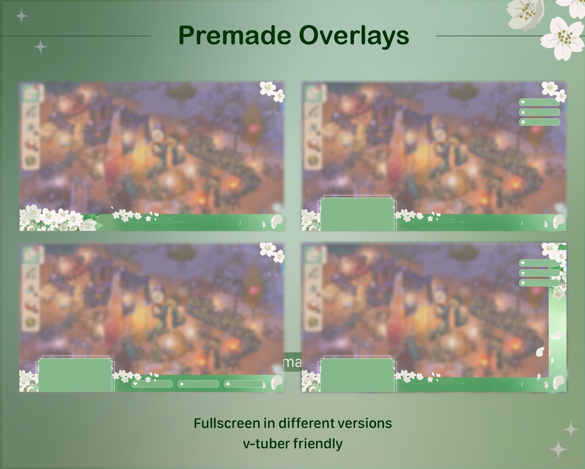 Twitch Overlay Nature Stream Package Green Vtuber Background Cozy ...