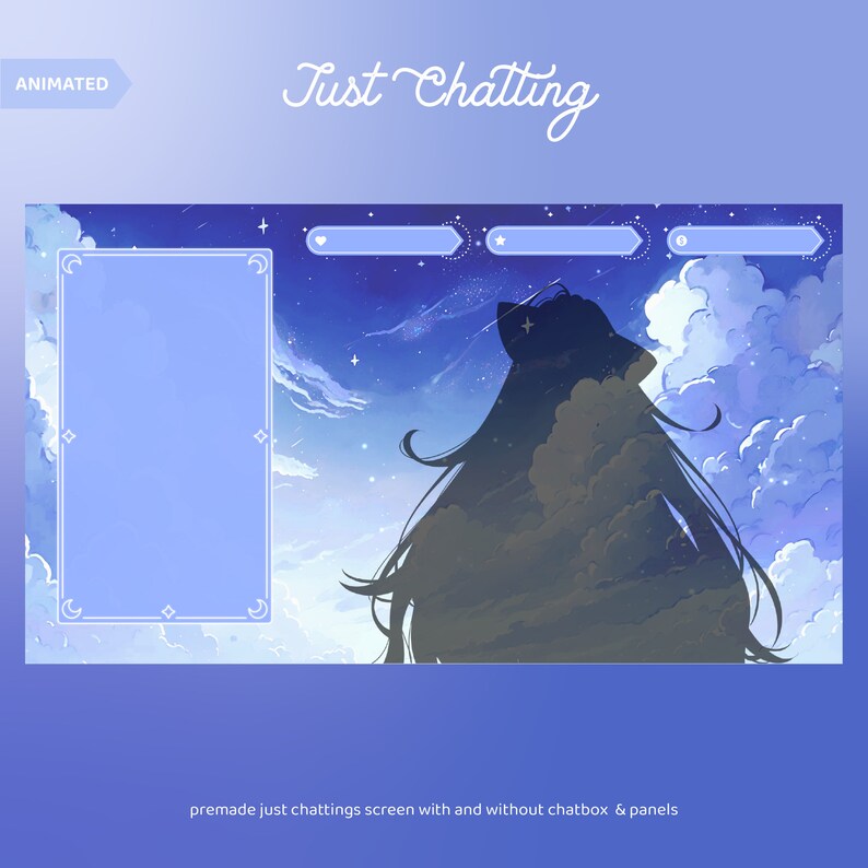 Animated Twitch Overlay Starry Night Light Blue | Cosmic Stars Stream ...