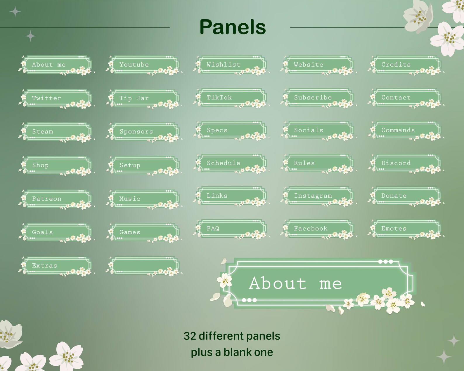 Twitch Overlay Nature Stream Package Green Vtuber Background Cozy Forest Floral Animated Screen ...