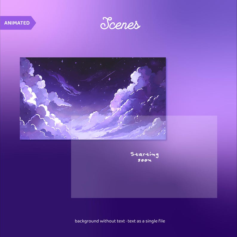 Twitch Animated Scenes Starry Night Purple | Cosmic Stars Intermission ...