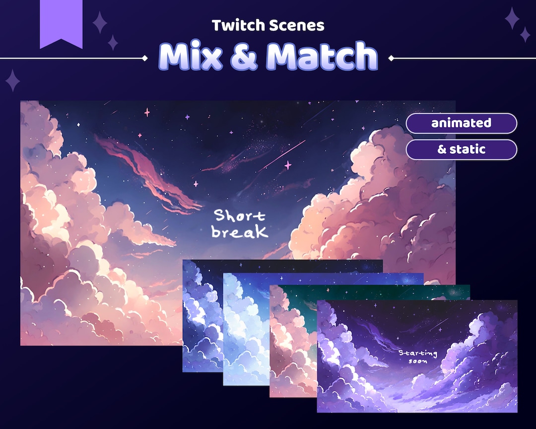 Twitch Animated Scenes Starry Night Cosmic Stars Intermission Screens ...