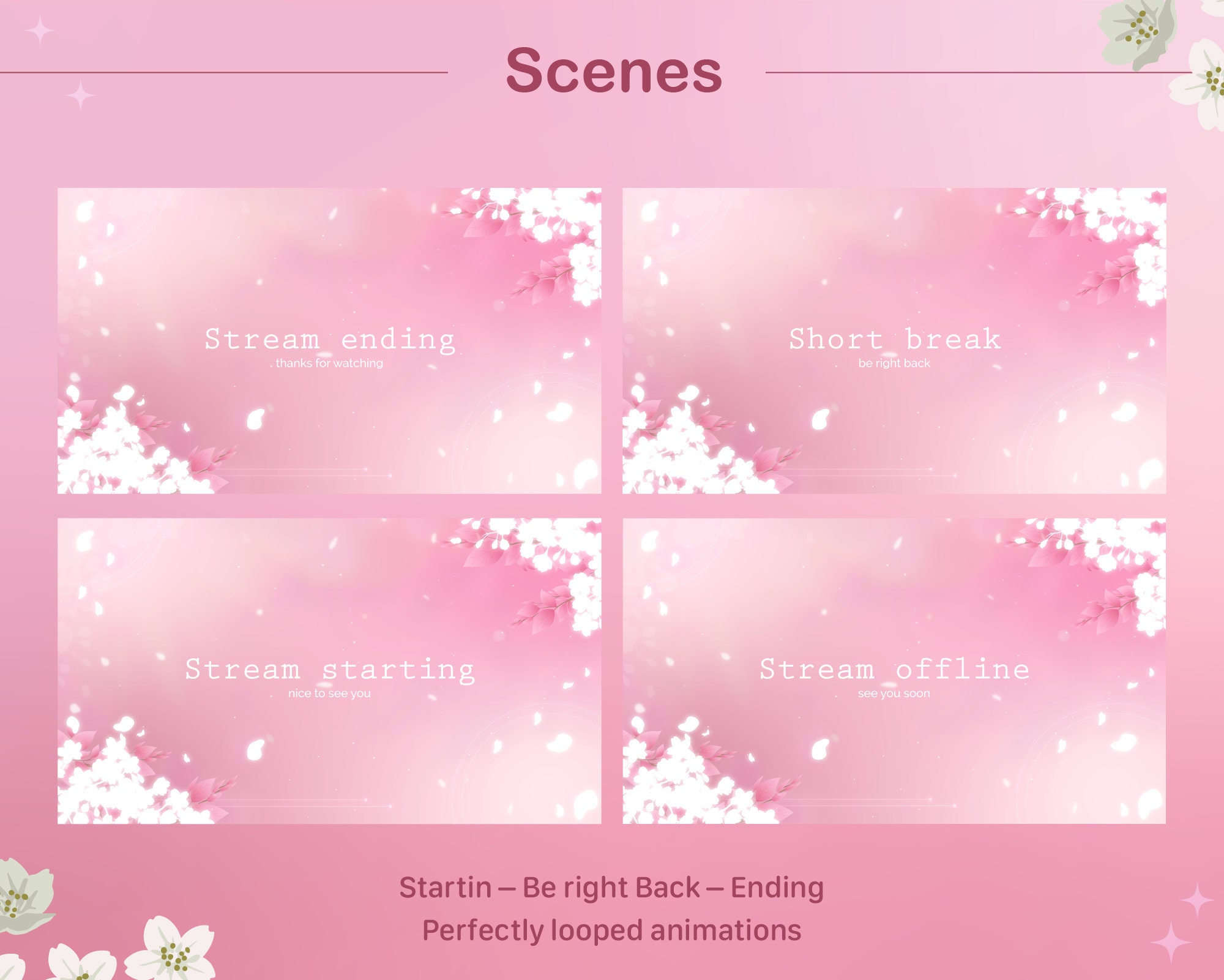 Pink Twitch Overlay Nature | Cozy Garden Vtuber Overlay | Forest Stream ...