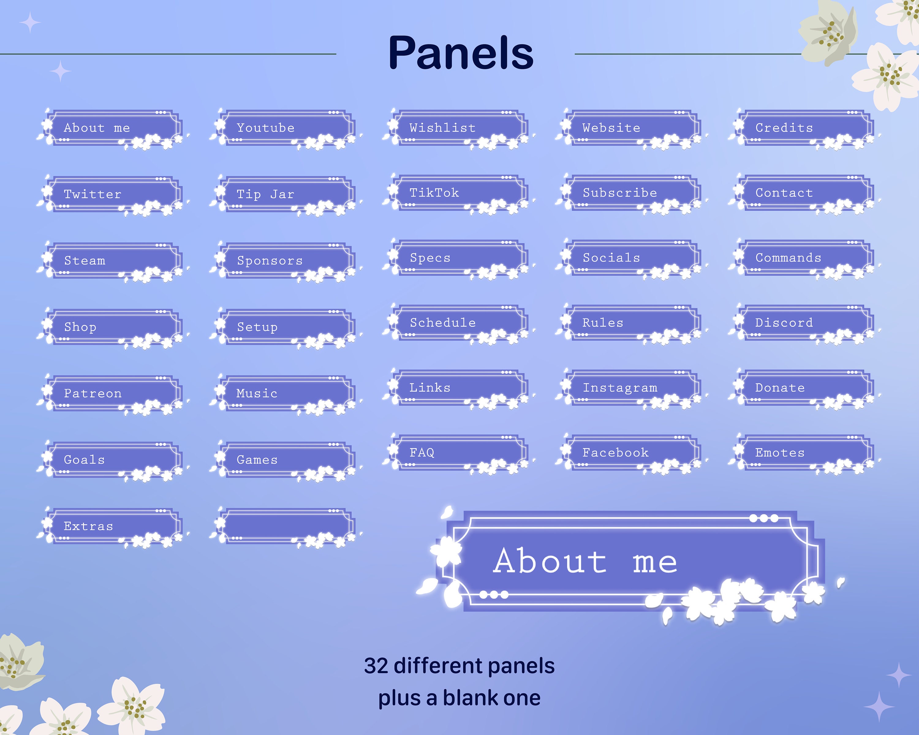 Twitch Overlay Soft Blue | Stream Package Snow Flower | Vtuber ...