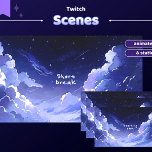 Twitch Animated Scenes Starry Night Dark Blue Cosmic Stars Intermission ...