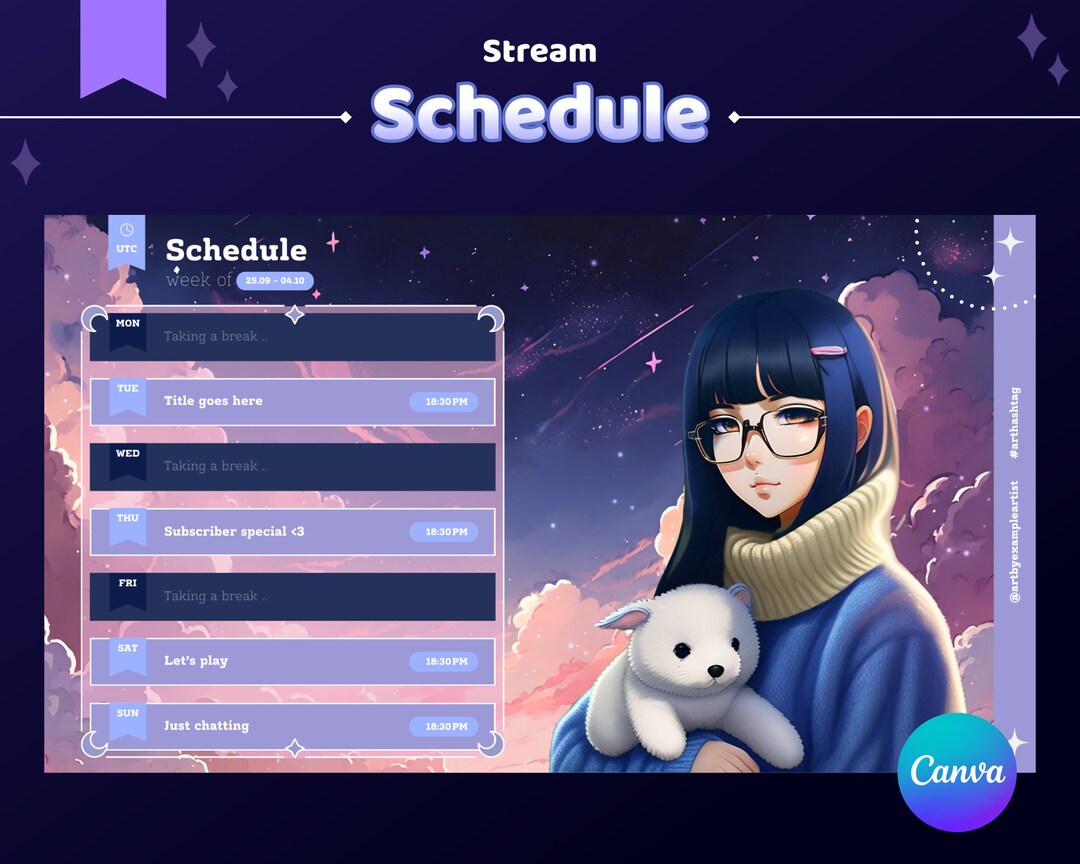 Vtuber Stream Schedule Template | Cozy Sky | Pastel Candy Clouds ...