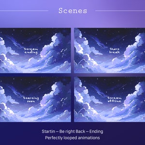 Animated Twitch Overlay Starry Night Dark Blue Cosmic Stars Stream Package Celestial Animated ...