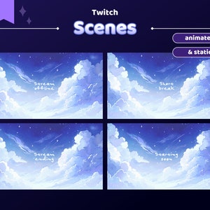 Twitch Animated Scenes Starry Night Cosmic Stars Intermission Screens ...