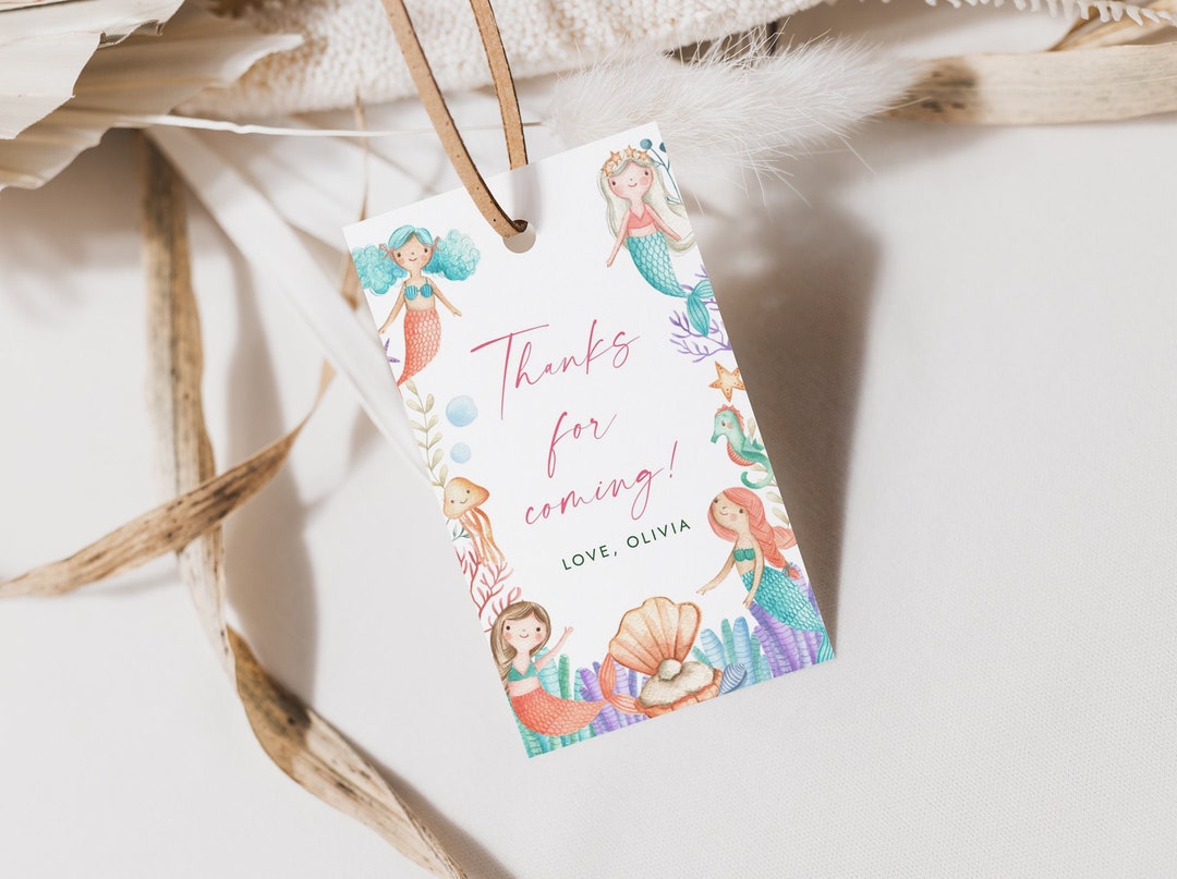 Editable Splish Splash Mermaid Thank You Tag Gift Tag Template Under ...