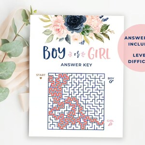 Boy or Girl Gender Reveal Labyrinth - Maze Game He or She - Game Navy ...