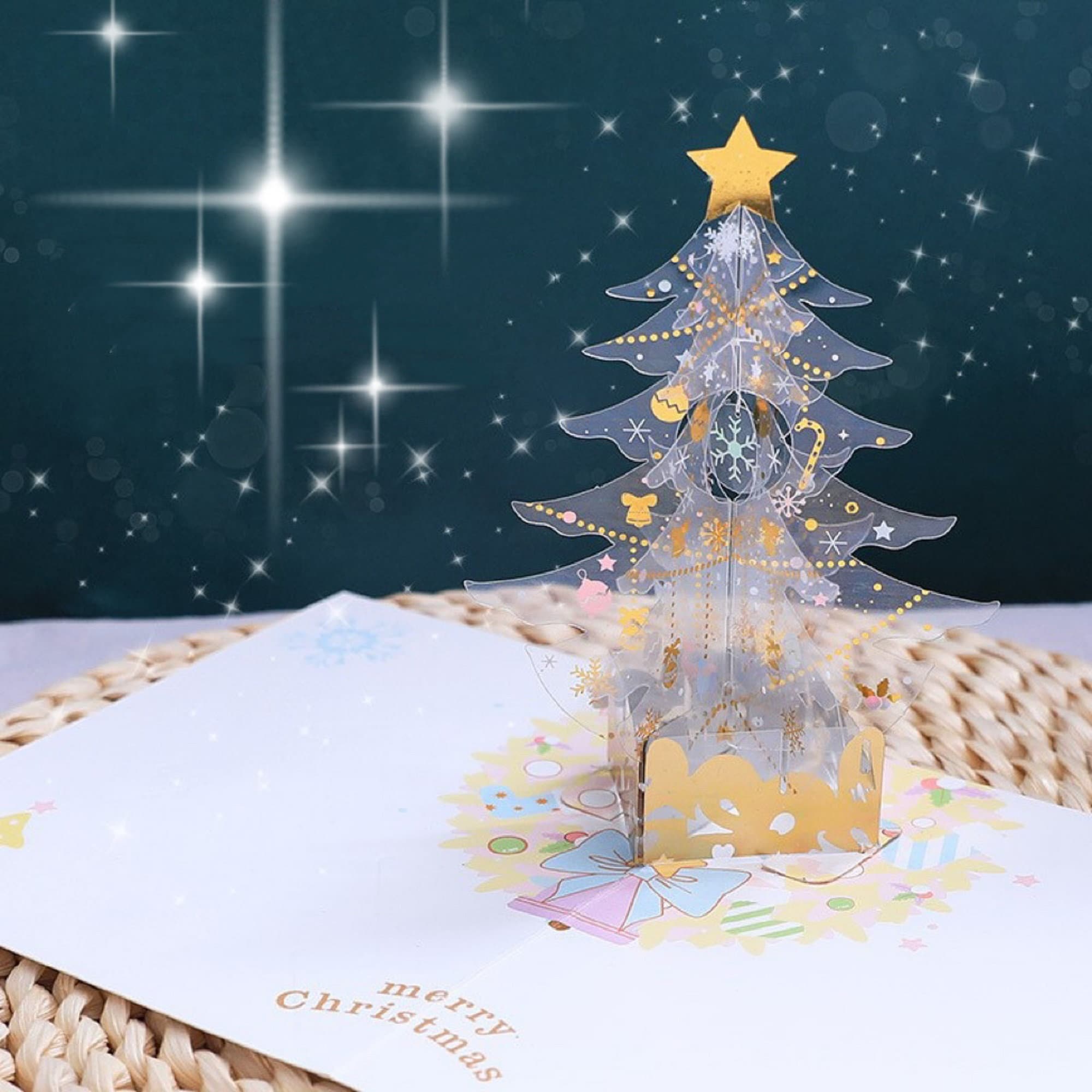 Pop up 3D Christmas Cards, Metallic Foil Greeting Cards, New Year Card ...