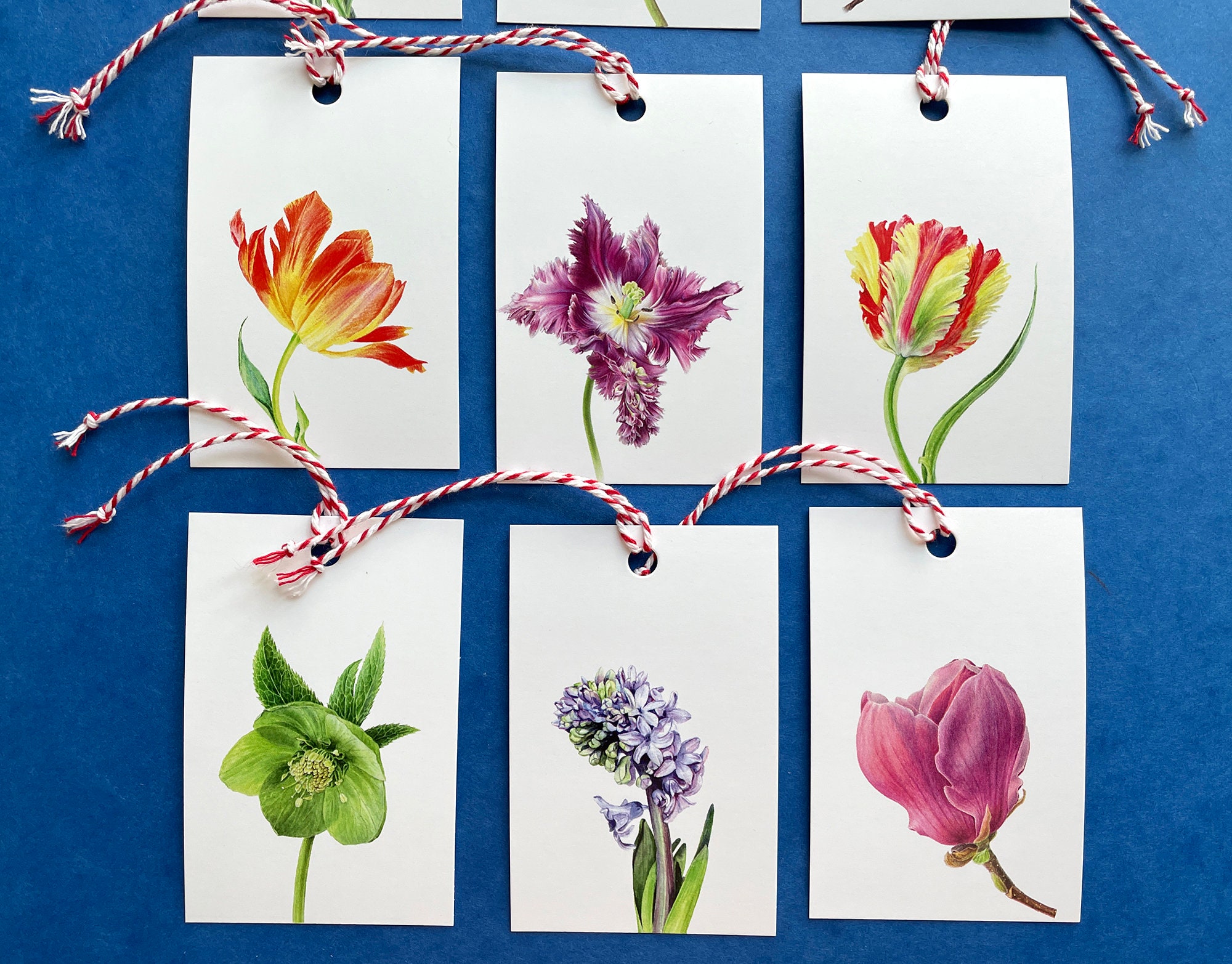 Set of 9 Gift Tags Floral Tags, Handmade Botanical Labels, Floral Gift ...