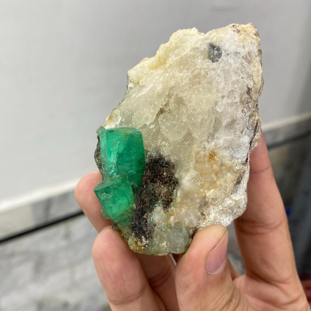 Natural Emerald Crystal Specimen, Unique Hexagonal Shape, Perfect ...