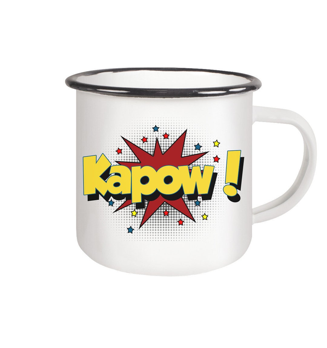 Enamel Cup : Kapow ! - Enamel Cup (black) - Etsy